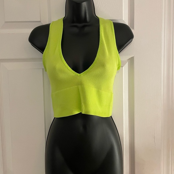 Mystique Boutique | Tops | Neon Green Deep V Crop Top | Poshmark